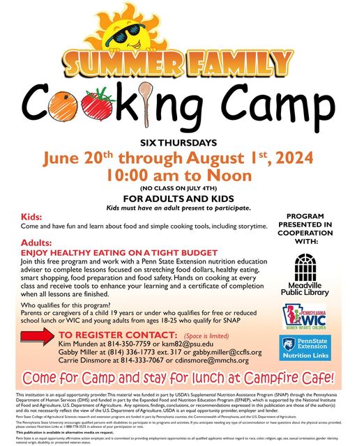 Family Summer Cooking Camp | Visit Crawford County, PA